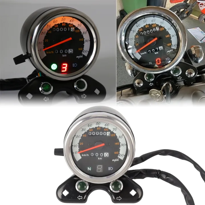 Universal DC 12V Motorcycle Odometer Speedometer Tachometer Dual Speedo ...