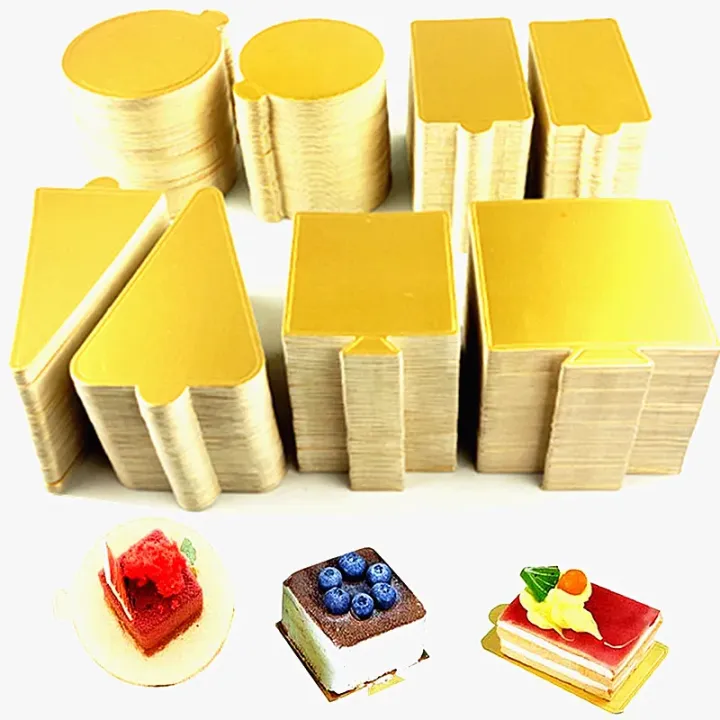 100 pcs/pack Cake Cardboard Mini Cake Boards Cupcake Dessert Tray Multi ...