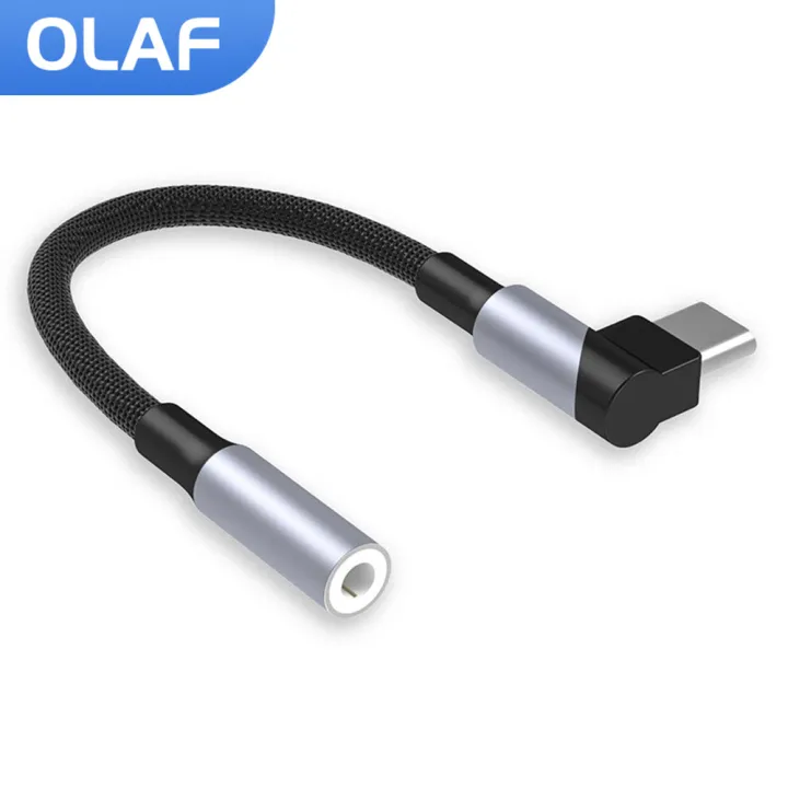 Elbow Type C To 3.5mm Aux Adapter Type-c 3 5 Jack Audio Cable Earphone ...