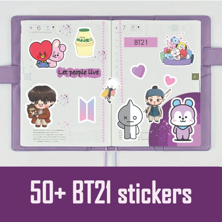 Bt21 stickers , 50+ stickers (uncut)for diary/ journal, fit on ...