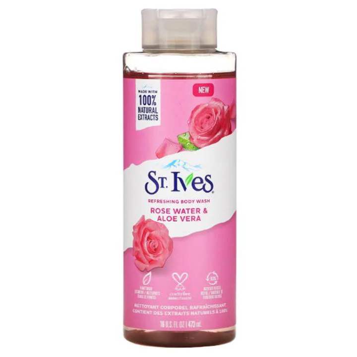 St. Ives Refreshing Body Wash Rose Water & Aloe Vera Cleanser 473ml ...