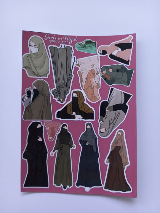 Girls in Niqab Sticker sheet (Uncut sheet) - Sheet size: (10 x 15)cm ...