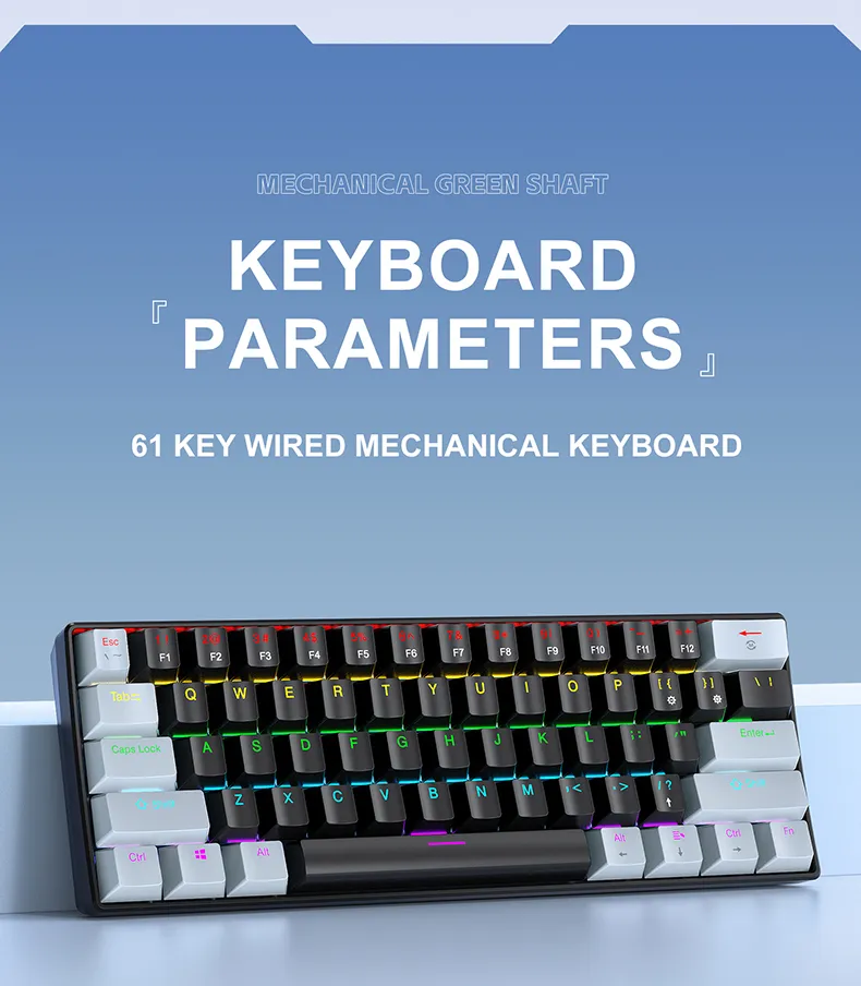 61 Keys Mechanical Keyboard Wired,APAYADO K61 RGB 60% Portable Mini ...