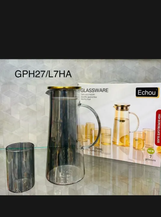 Water set 7pcs Glassware drink set echou | Daraz.pk