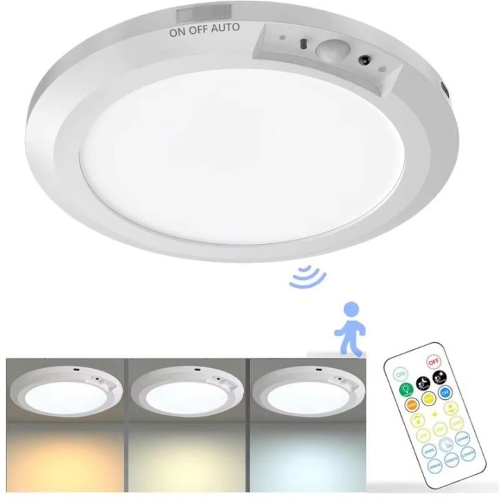 PIR Motion Sensor Ceiling Light USB Rechargeable Dimmable 3 Colors ...