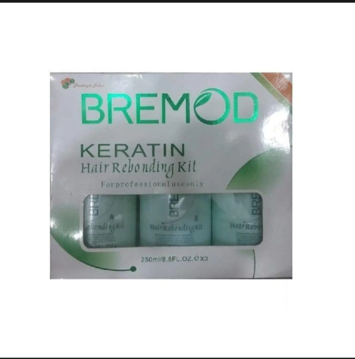 Bremod Keratin Rebonding Kit 250ml x3 for Silky straight smooth hairs ...