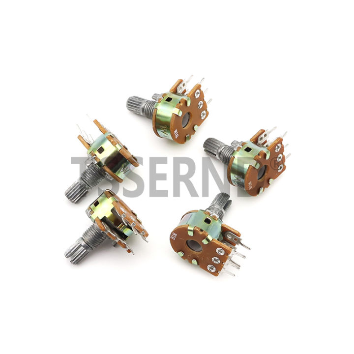 5PCS 6 Pin 20mm 1M 250K 100K 20K 10K 2K 1K Ohm Variable Resistors Dual ...