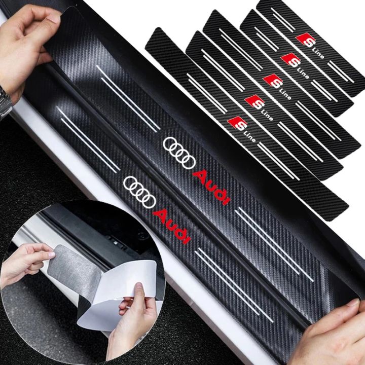 1/4/5Pcs Car Door Sill Scuff Plate Decor Carbon Fiber Stickers For Audi ...