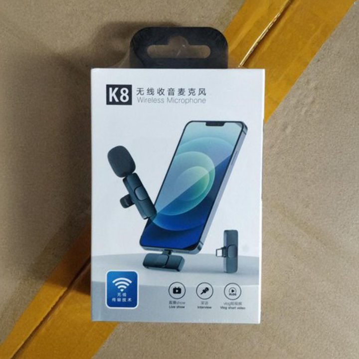K8 Wireless Microphone for Type C with 2.4GHz Transmission, 10-Hour Battery, Noise Reduction ...