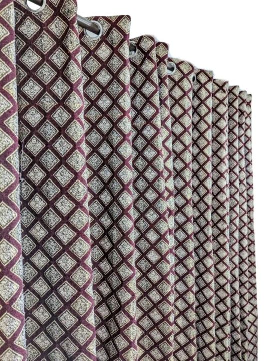 Maroon Jacquard Velvet Curtain, Luxury Window Drapery, 1 Piece, 54x92 ...
