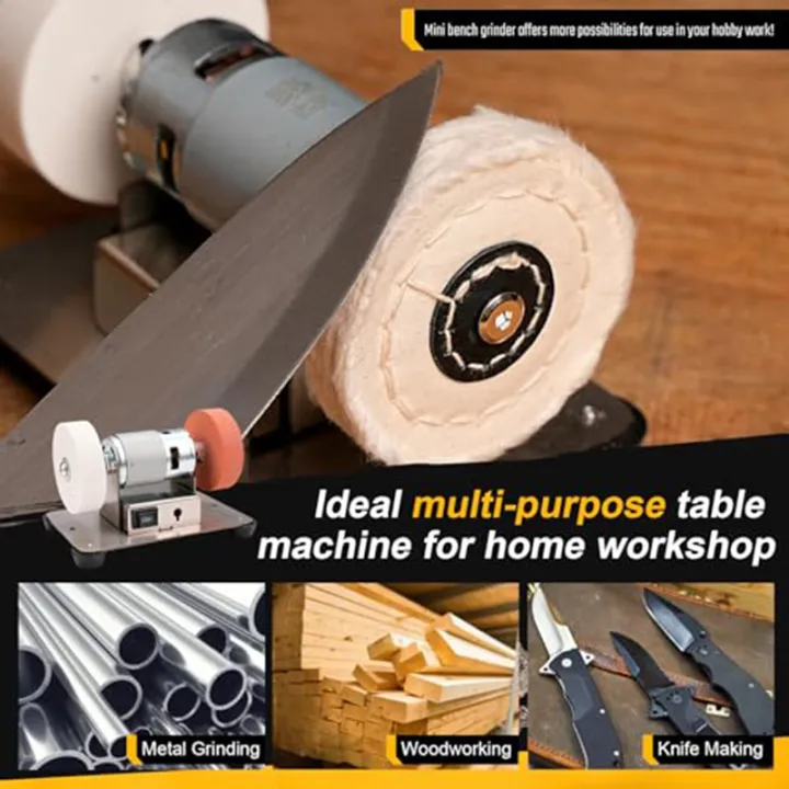 Mini Bench Grinder with 3 Wheels, Electric Multi-Purpose Grinding ...