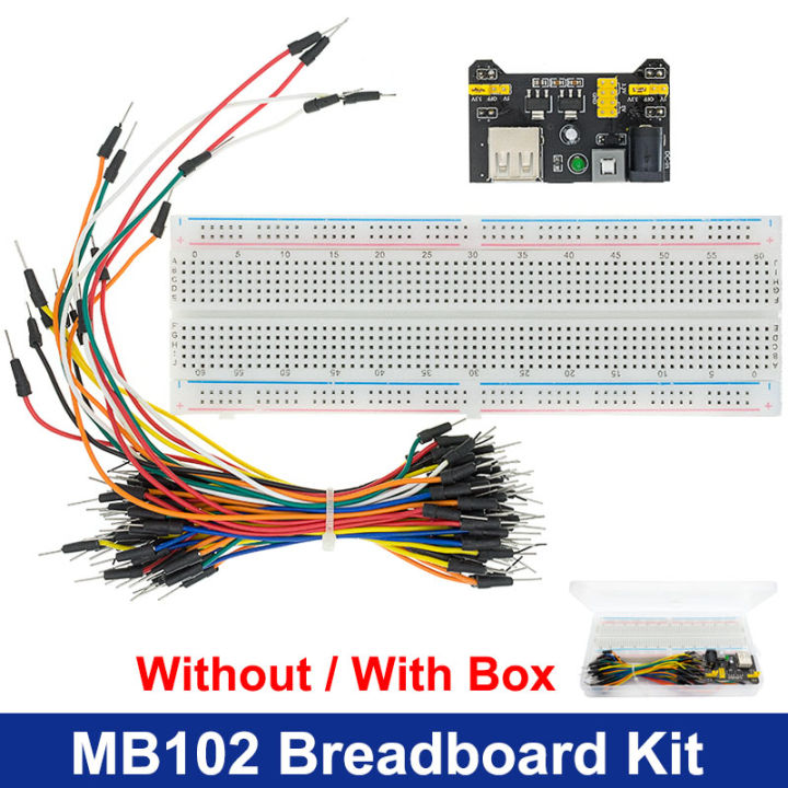 3.3V/5V MB102 Breadboard Power Nodule+MB-102 830 Points Solderless Prototype Bread Board Kit +65 ...