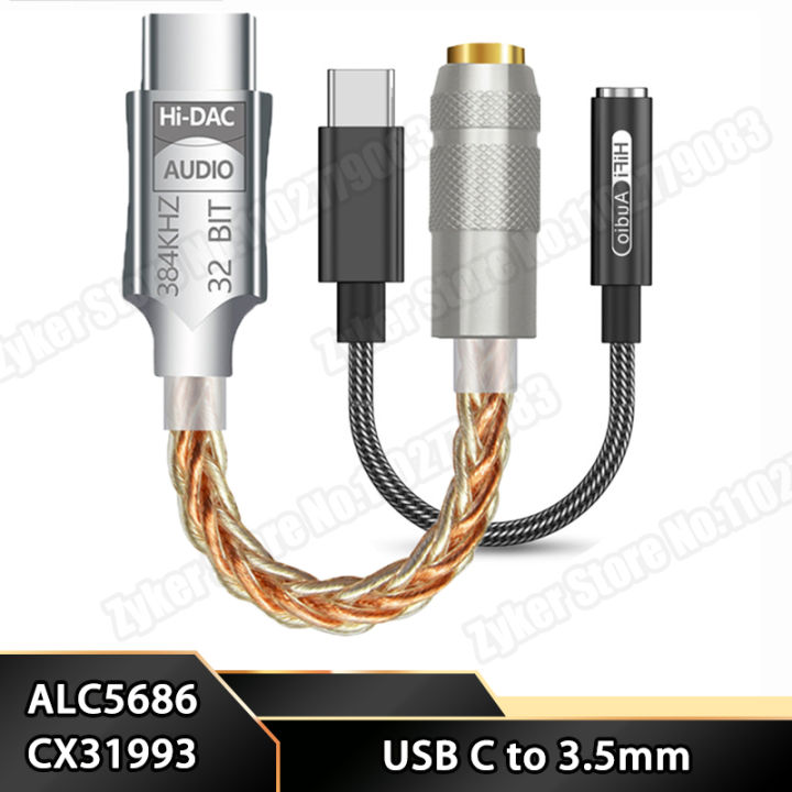 ALC5686 CX31993 HiFi DAC USB Type C To 3.5mm AUX Digital Audio Cable DAC For Android Type C to 3 ...