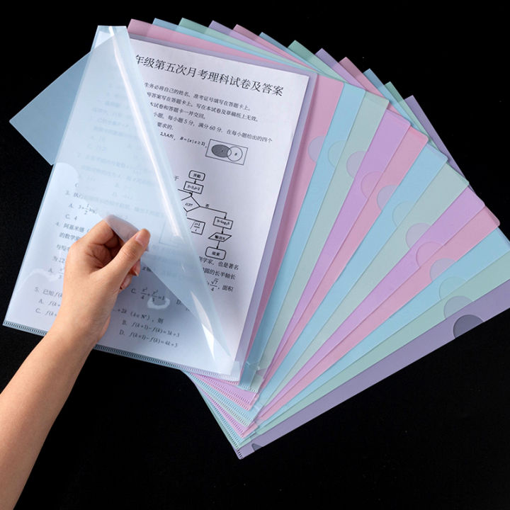 24Pcs L Type Folders A4 Plastic File Project Pockets File Folder Clear ...