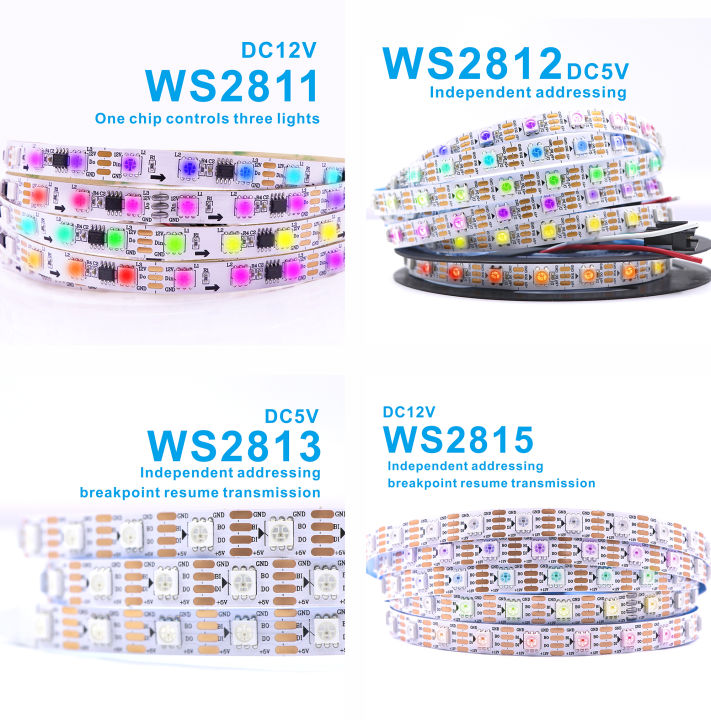 SMD5050 RGB LED strip light, DC5V/12V, WS2811/WS2812/WS2813/WS2815 ...