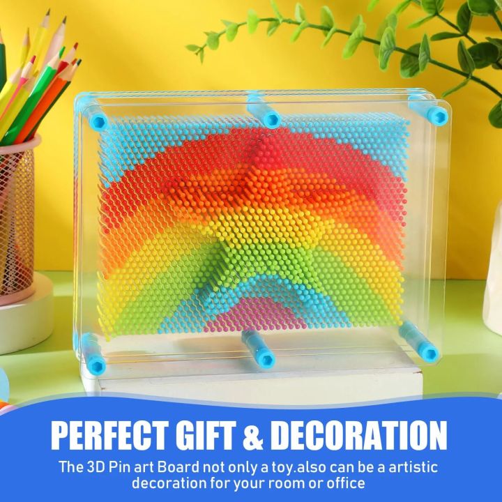3D Pin Art Toy Rainbow Plastic Pin Art Board Sensory Toys Metal Pin ...