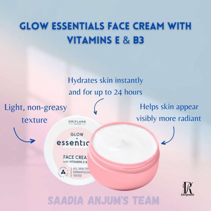 Oriflame Glow Essentials Face Cream with Vitamins E & B3 75ml | Daraz.pk