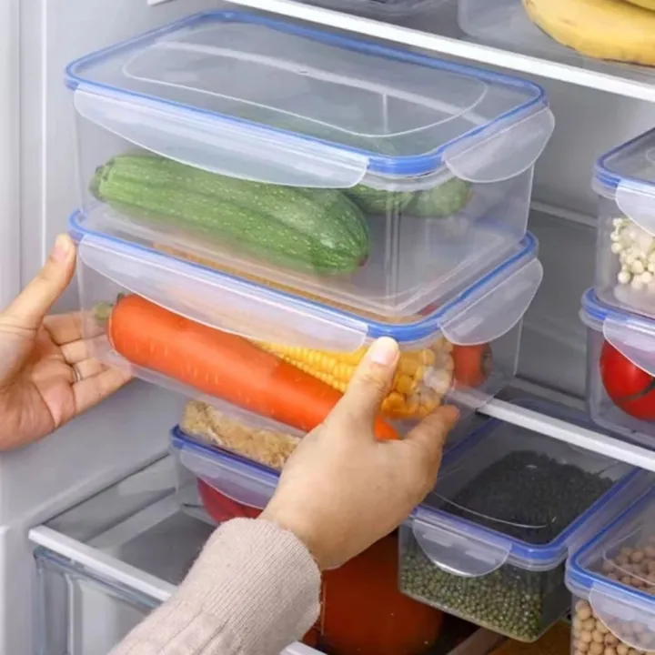 Sealed Rectangular Refrigerator Storage Box with Lid Plastic Trasparent ...