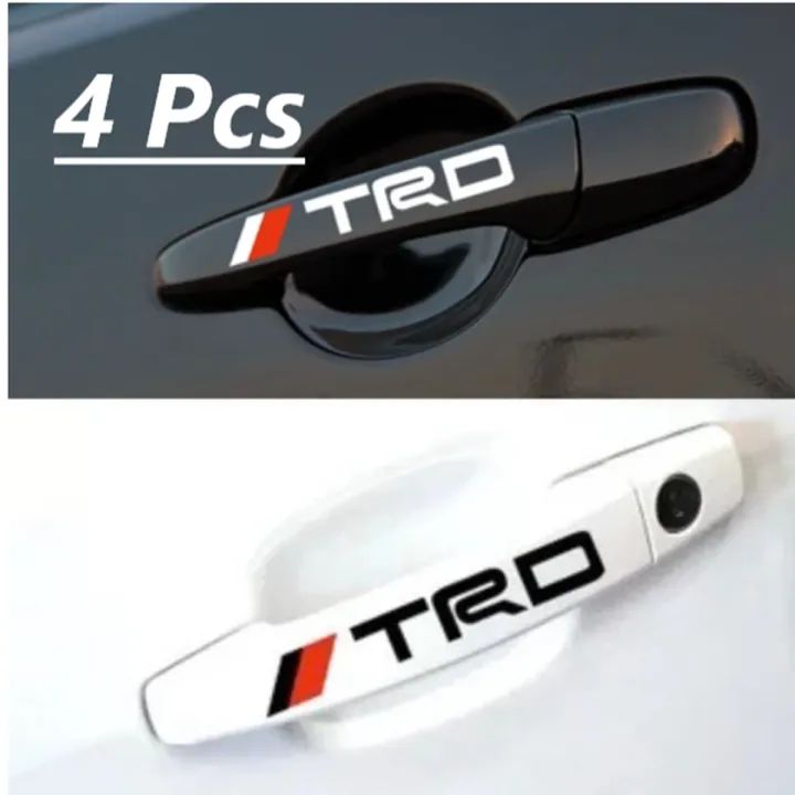 White Color 4 Pcs TRD Logo Sticker Vinyl 5.0 by 0.8 Inch Sticker For ...