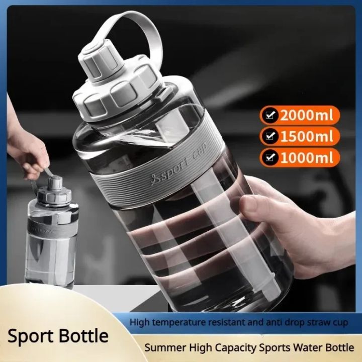 2 Liter Big Water Bottle With Straw 2L/1.5L/1L/0.6L Large Capacity School Gym Sports Drinking ...