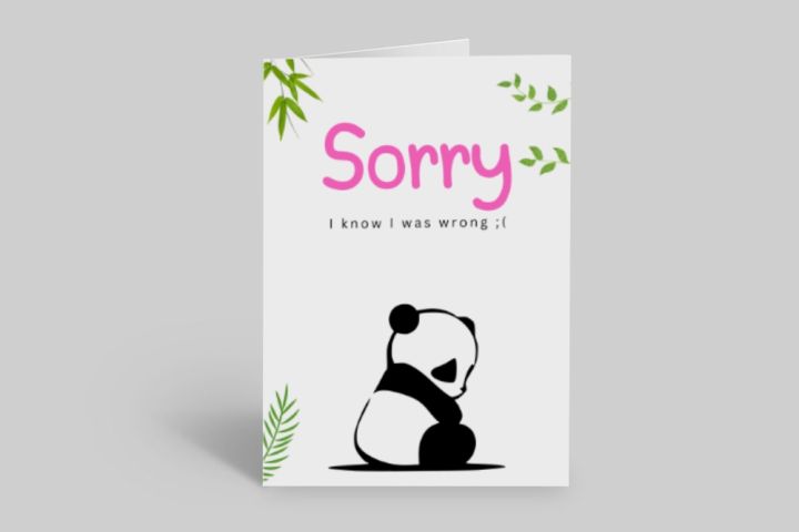 Cute Panda Sorry Card | A4 Size Apology Card | Thoughtful Sorry Gift ...