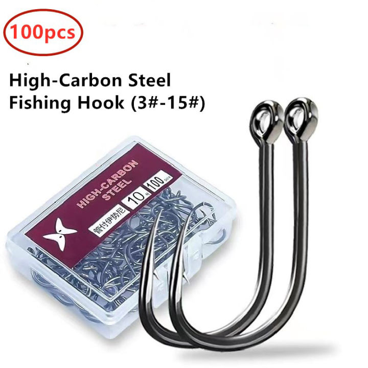 （Summer6）1 Box High Carbon Steel Circle Fishing Hooks Freshwater ...