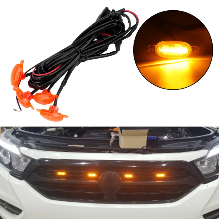 4/6X 12V24V LED Front Grille Running Lights Smoked Lens Amber Car Light ...