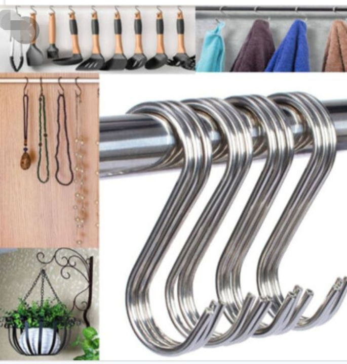 10 Pack S Shaped Hooks Steel Hanging Hook Hangers for Kitchen Spoon Pan ...