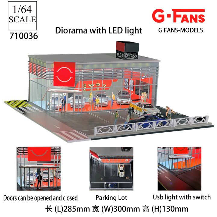 GFans NEW Model 1:64 Scale Diorama Car Garage Model With LED Lights ...