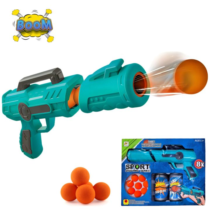 Pump Action EVA Soft Ball Shooting Gun with 8 Foam Balls & 2 Target ...