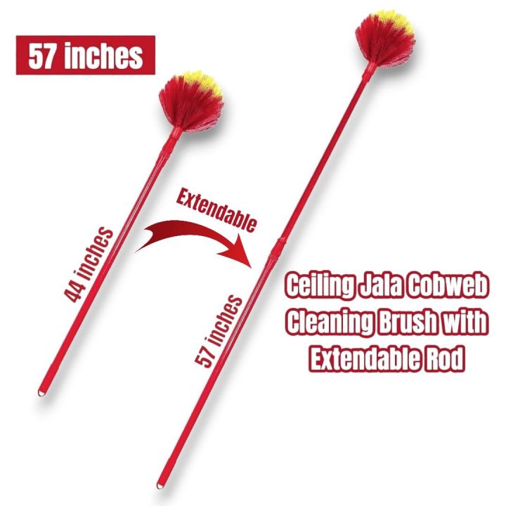Ceiling Jaala Cobweb Cleaning Brush with 57 inches Long Extendable Rod ...