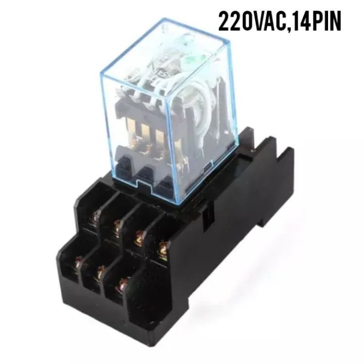 AC 220V/240V Coil 14 Pin DPDT Power Electromagnetic Relay With Base ...