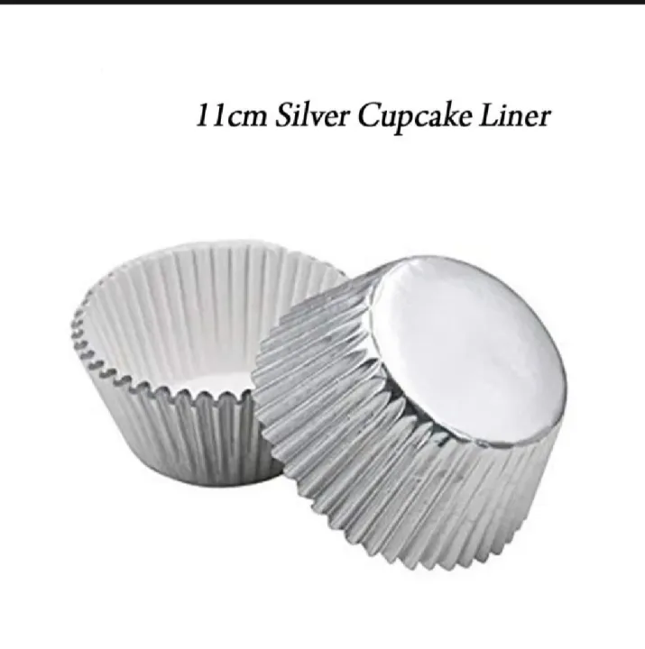 Cup Cake Liner. 11 cm silver cup cake muffin. 100 pcs .oil proof ...