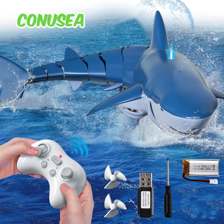 RC Shark Remote Control whale Spray Water Kids robot toy Radio ...