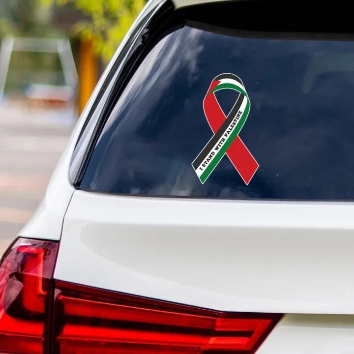I Stand with Palestine, Palestinian Flag Ribbon Car Sticker, Peel and ...