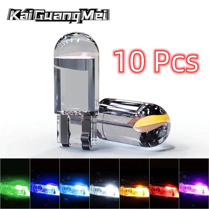 10PCS W5W LED T10 Car Light COB Glass Housing Auto Automobiles Wedge License Plate Lamp Interior ...