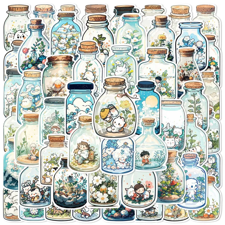 50pcs Cute Bottle World Cartoon Stickers Japanese Style DIY Stickers ...