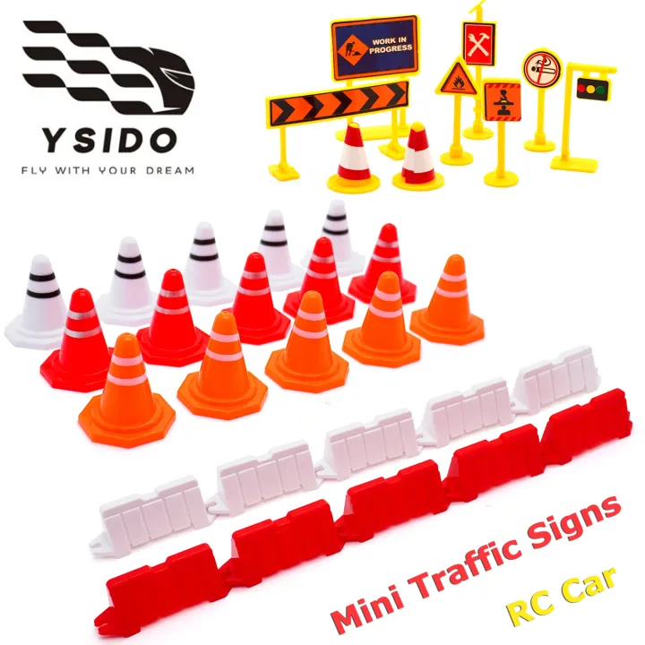 YSIDO RC Car Mini Traffic Signs Roadblock Road Barriers Drifting Race ...