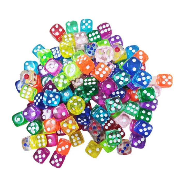 9pcs Clear Dice 14/16mm Random Color Clear/Solid Dice Set For table ...