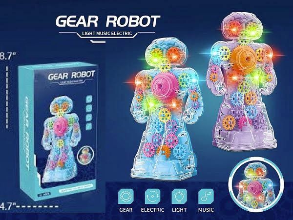 TOY KINGDOM Electric Transparent Gear Robot Toy for Kids with Multi ...