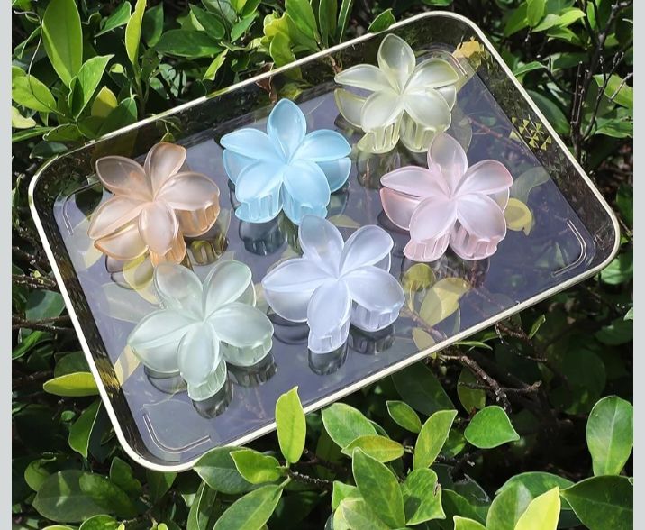 Flower Hair Clips for Women Hawaiian Claw Clips Plumeria Hair Claw ...