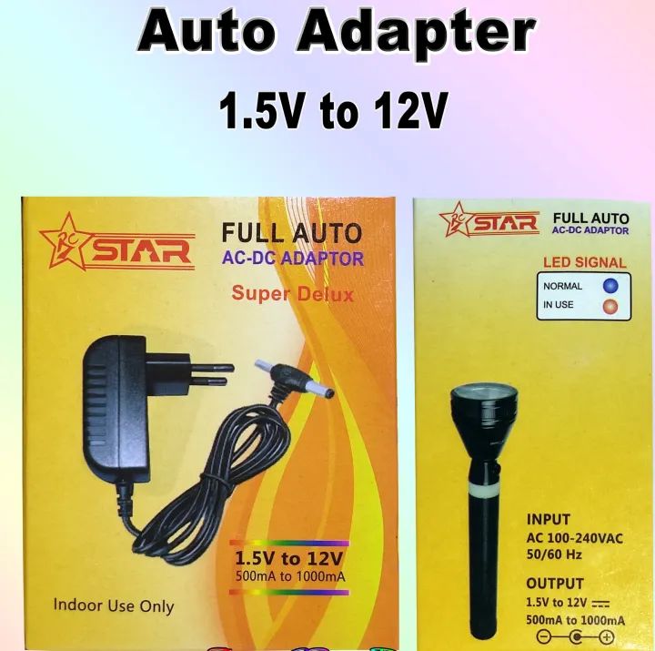 1.5 Volt To 12 Volt Power Adaptor Charger With 2 Jack - Charger | Daraz ...