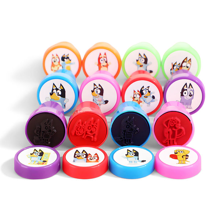 12pcs/set Bluey Seal Stamp Bingo Seal Toys Anime Figure Chilli Bandit ...