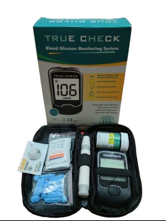 TRUE CHECK GLUCOMETER WITH 50 STRIPS + 10 LANCETS + 10 ALCOHAL SWABS ...