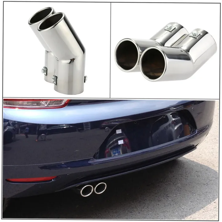 Dual Pipes Stainless Steel Exhaust Tail Pipes Muffler Tips for VW Golf ...