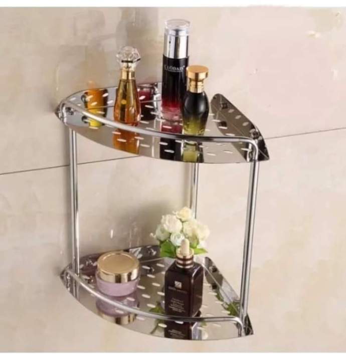 2 layer corner accessories holder stainless steel corner rack | Daraz.pk