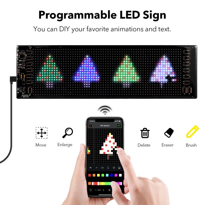 Scrolling Advertising LED Sign Panel Bluetooth App Control Logo Light ...