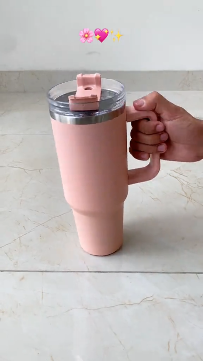 Stanley Style Tumbler With Handle & Straw – Stainless Steel Vacuum Insulated Travel Mug / Double ...