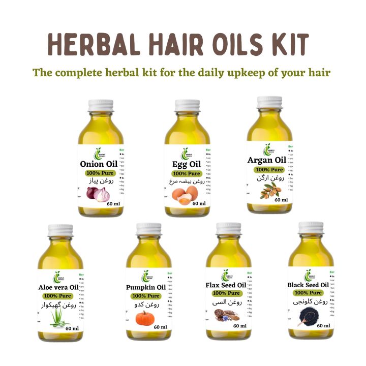 Herbal Hair Oils Kit 7 Oils (Large) - Best for hair growth - 60 ml each ...
