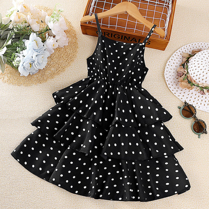 Dress Kids Girls 4-12 Years Black Polka Dot Dress For Girls Stylish ...